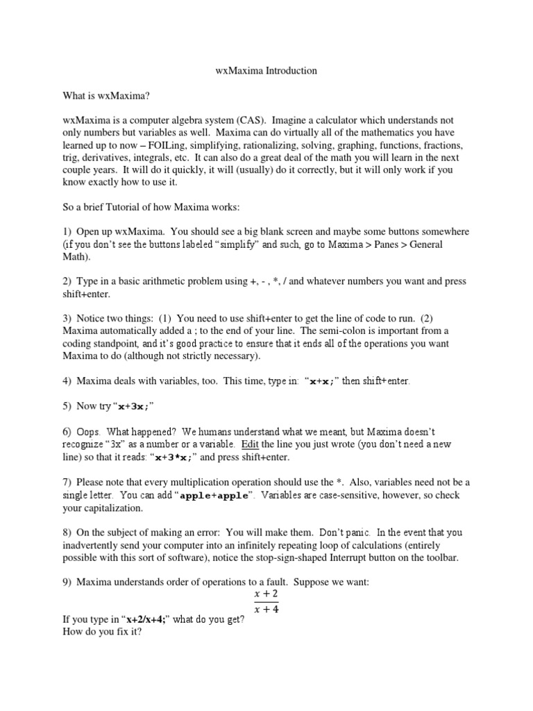 Tutorial Maxima | PDF | Logarithm | Integral