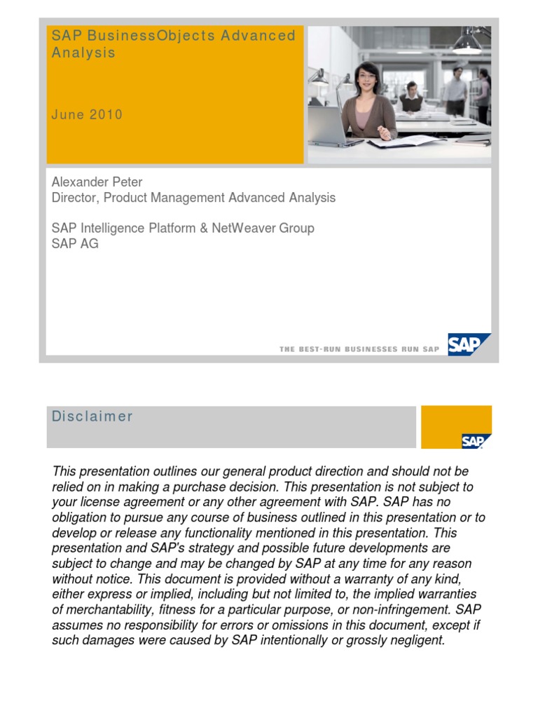 Sap Businessobjects Advanced Analysis: June 2010 | PDF | Microsoft Office | Ibm System I