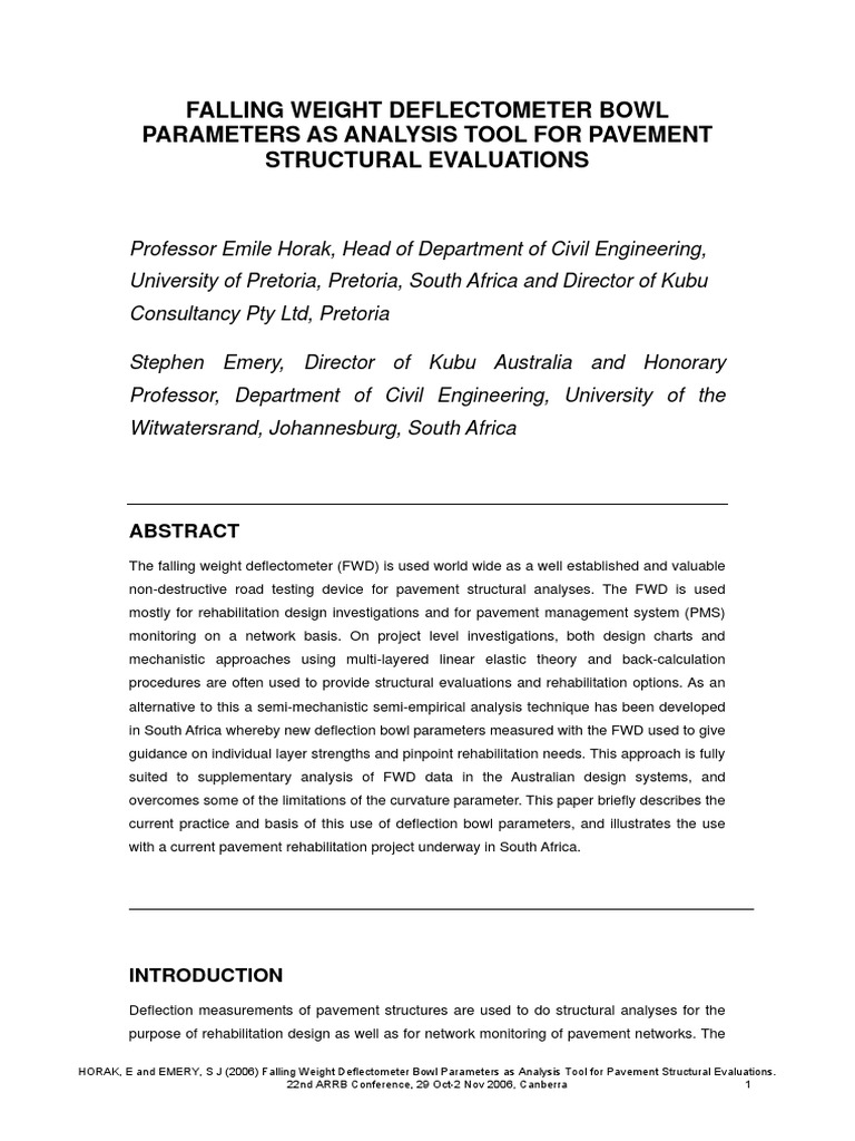 Falling Weight Deflectometer Bowl Parameters As Analysis Tool For Pavement Structural ...