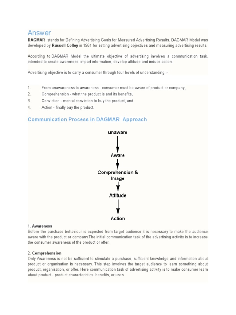 Defining the Four Stages of the DAGMAR Model for Measuring Advertising ...