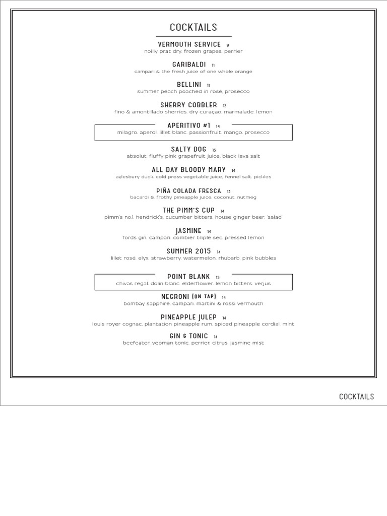 Dante Full Brunch Menu Set | PDF | Foods | Beverages