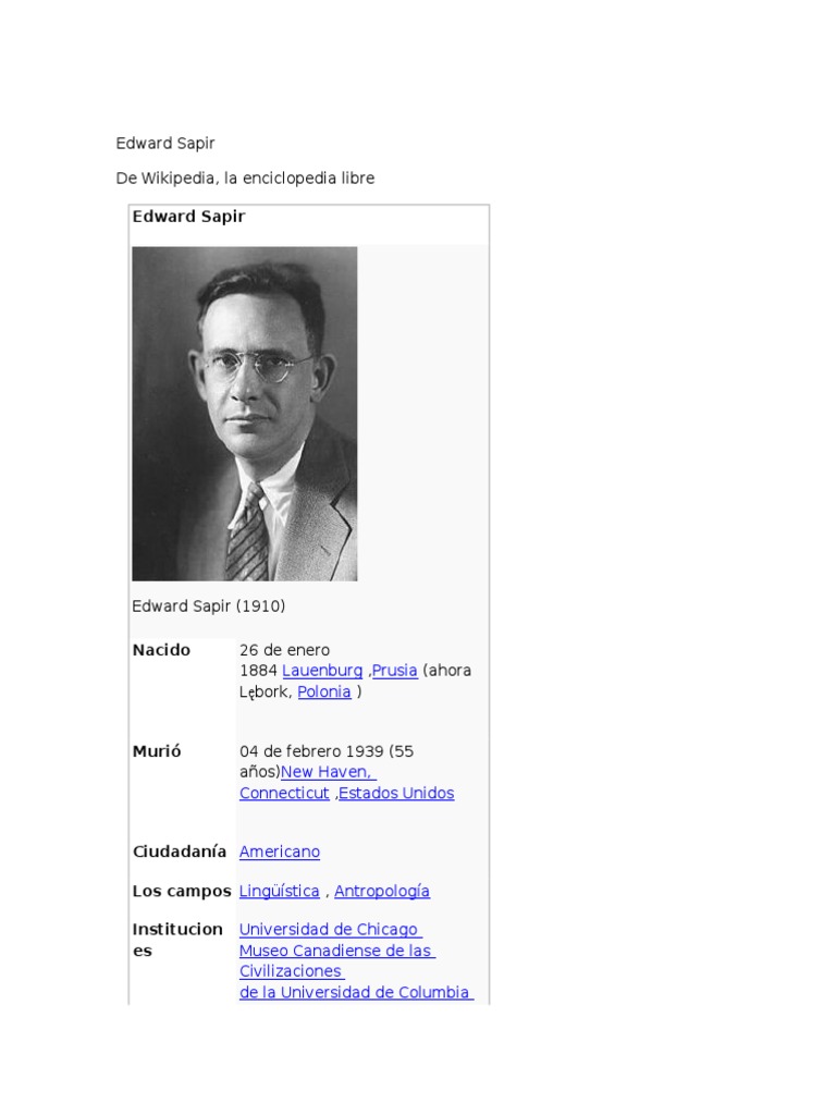 Edward Sapir | PDF | Antropología | Universidad de Colombia