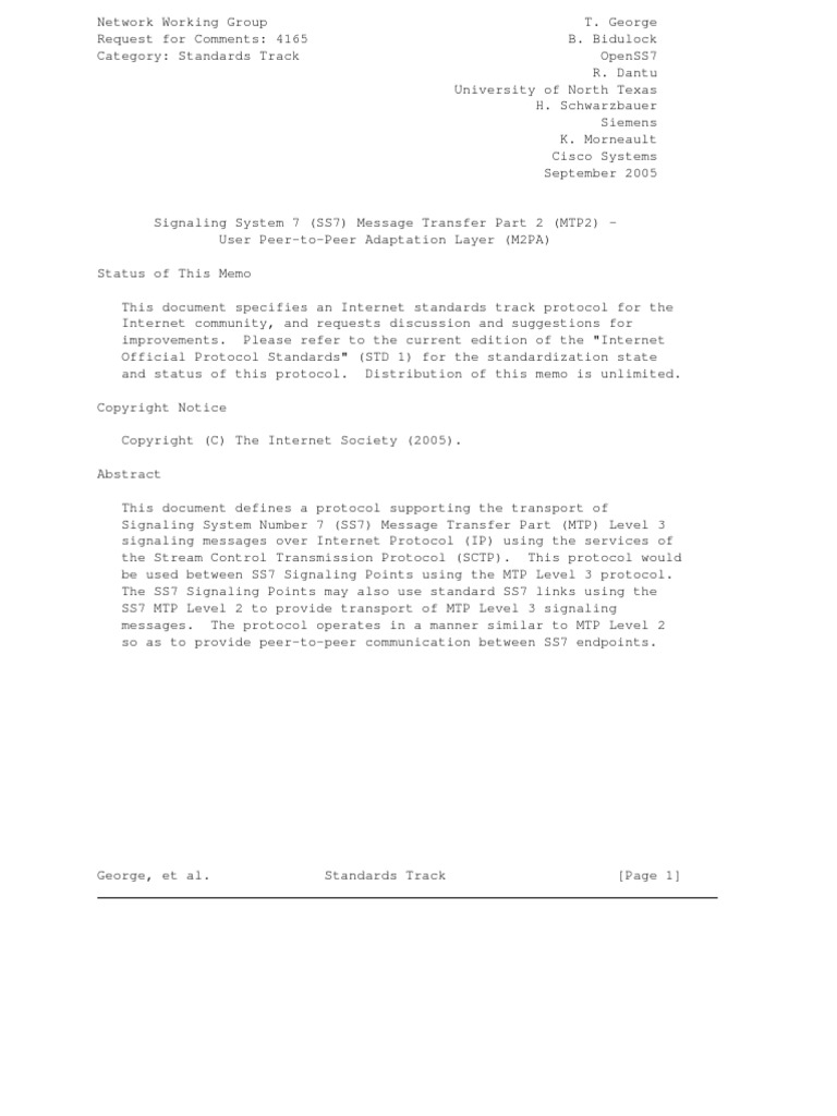 M2pa Description | PDF | Communications Protocols | Internet Protocols