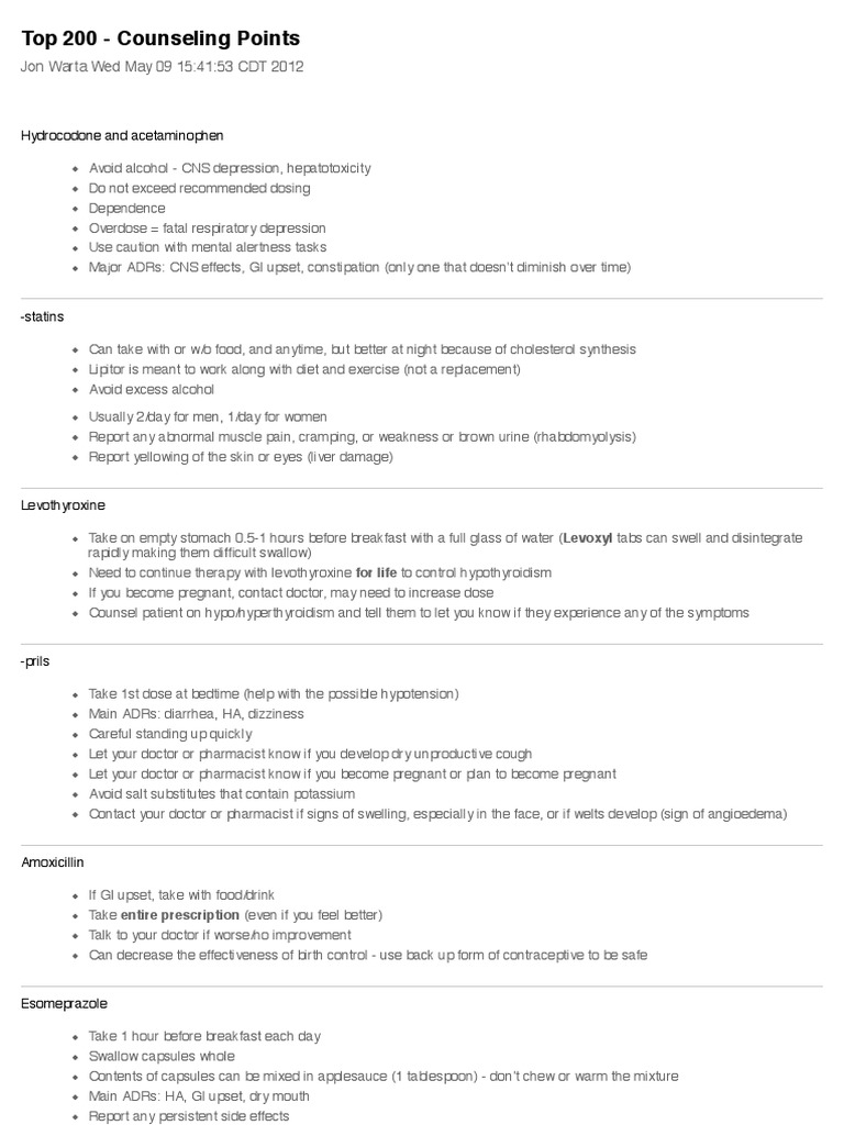 StudyBlue Printing of Top 200 - Counselling Points | PDF | Hypoglycemia ...