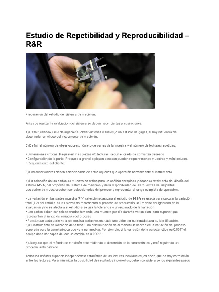 Estudio de Repetibilidad y Reproducibilidad | PDF | Medición | Análisis ...