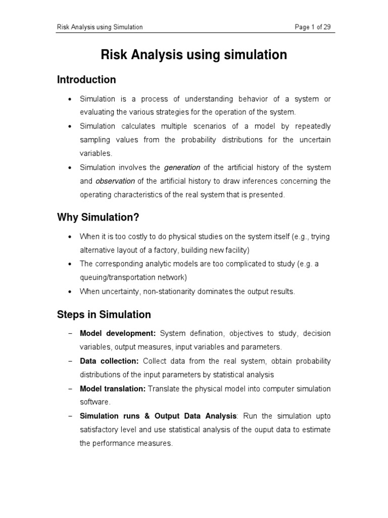 Risk Analysis Using Simulation | PDF | Probability Distribution | Skewness