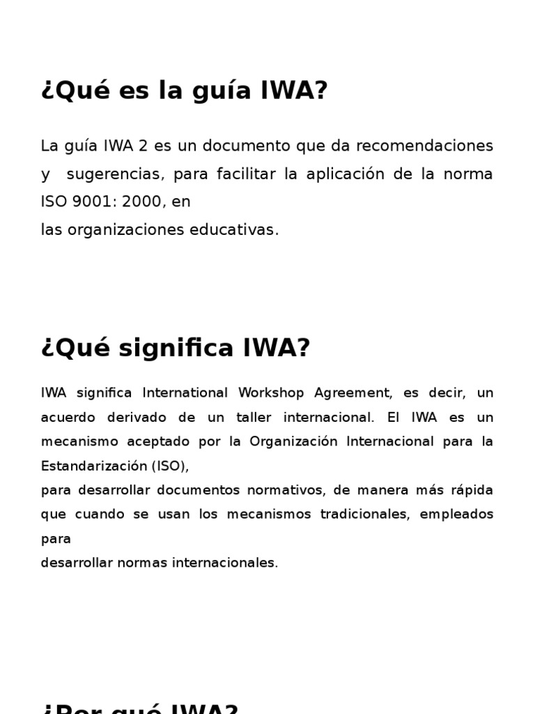 Guía IWA 2: ISO 9001 en Educación | PDF | Organización internacional ...