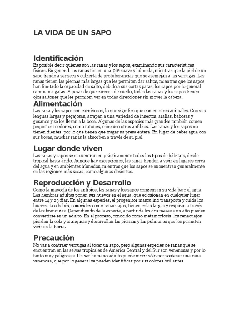 La Vida De Un Sapo Pdf