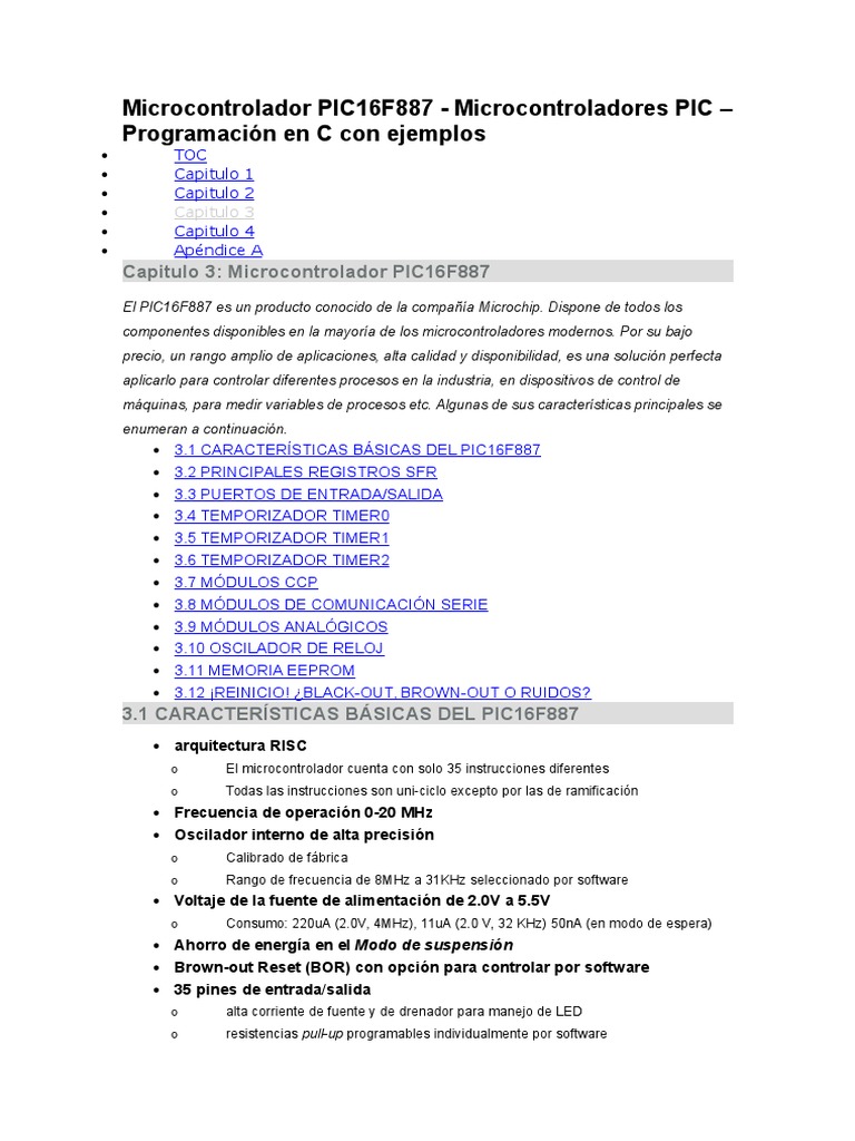 Microcontrolador PIC16F887 | PDF | Microcontrolador | Programa de computadora