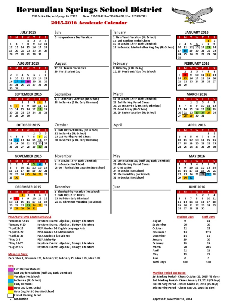 District Calendar 2015-2016-2 | PDF | Schools | Behavior Modification