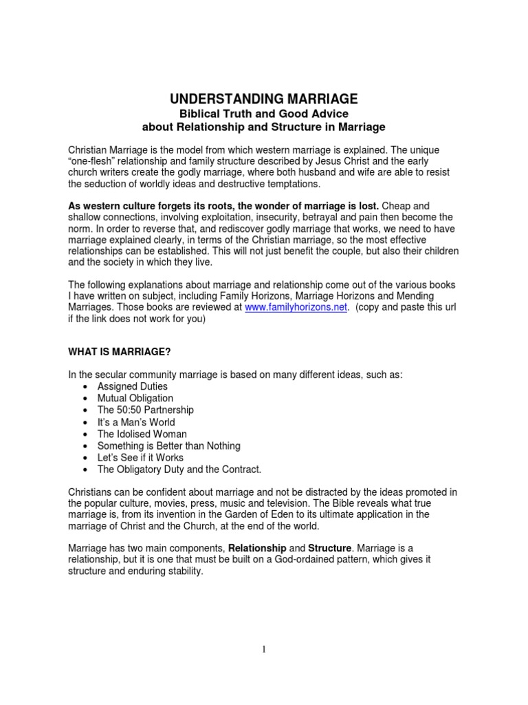 Understanding Marriage | PDF | Christian Views On Marriage | Marriage