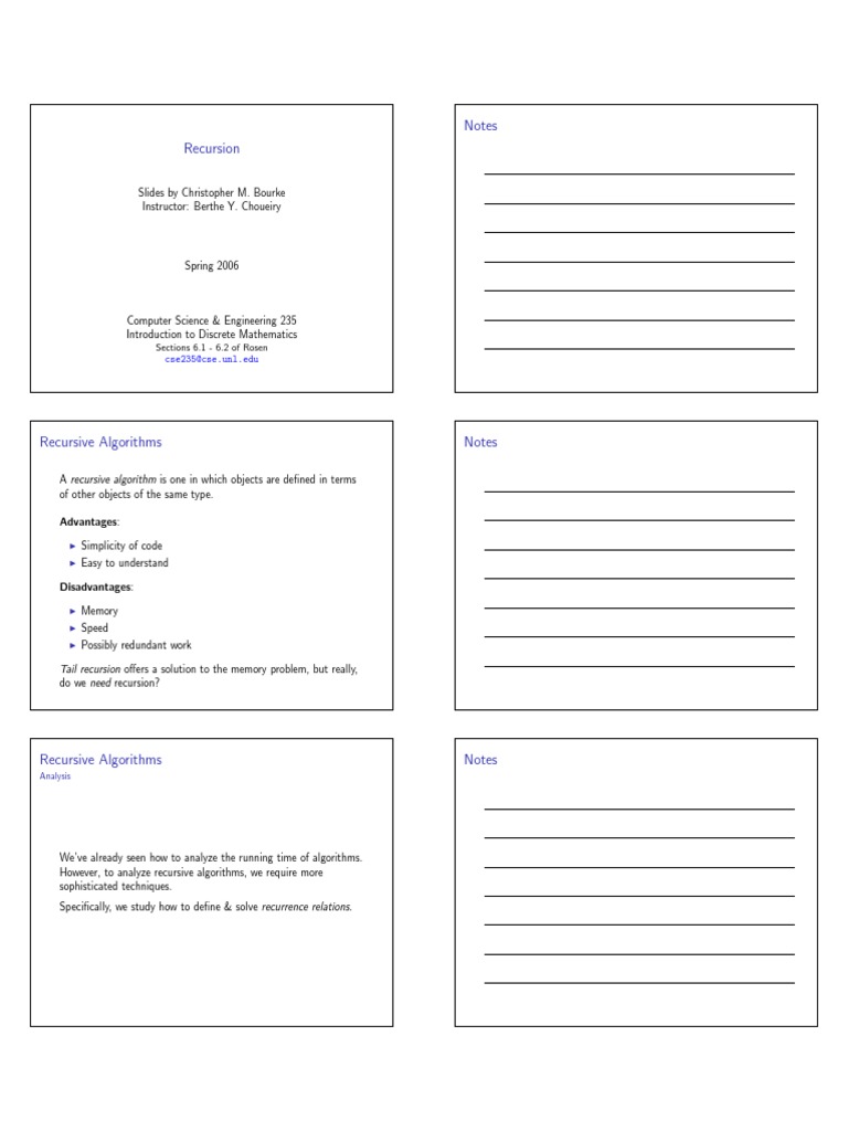 Recursion Handout | PDF | Recurrence Relation | Recursion