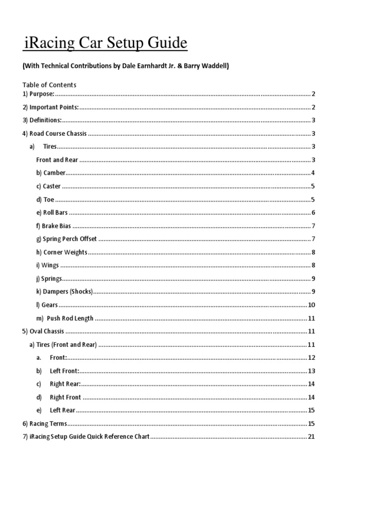 IRacing Car Setup Guide | PDF | Tire | Suspension (Vehicle)