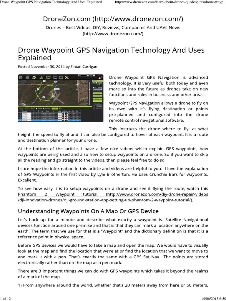 Drone Waypoint GPS Navigation Technology and Uses Explained PDF | PDF
