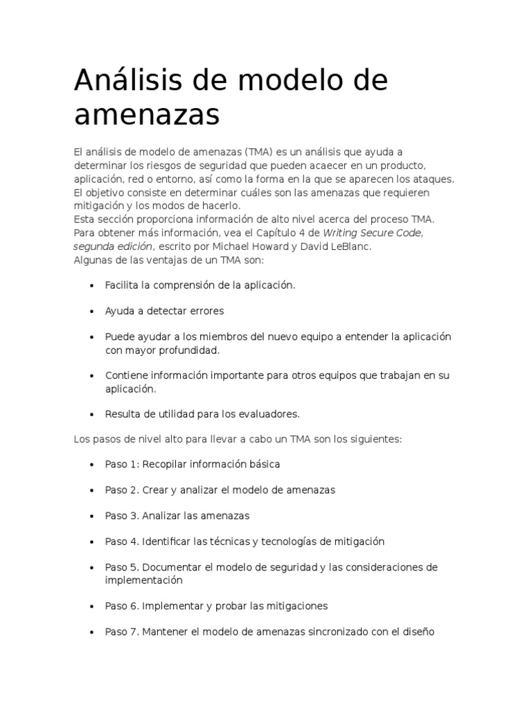 Análisis de Modelo de Amenazas | PDF | Información | Informática