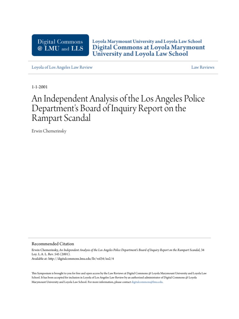 Analysis of The Rampart Scandal | PDF | Los Angeles Police Department ...