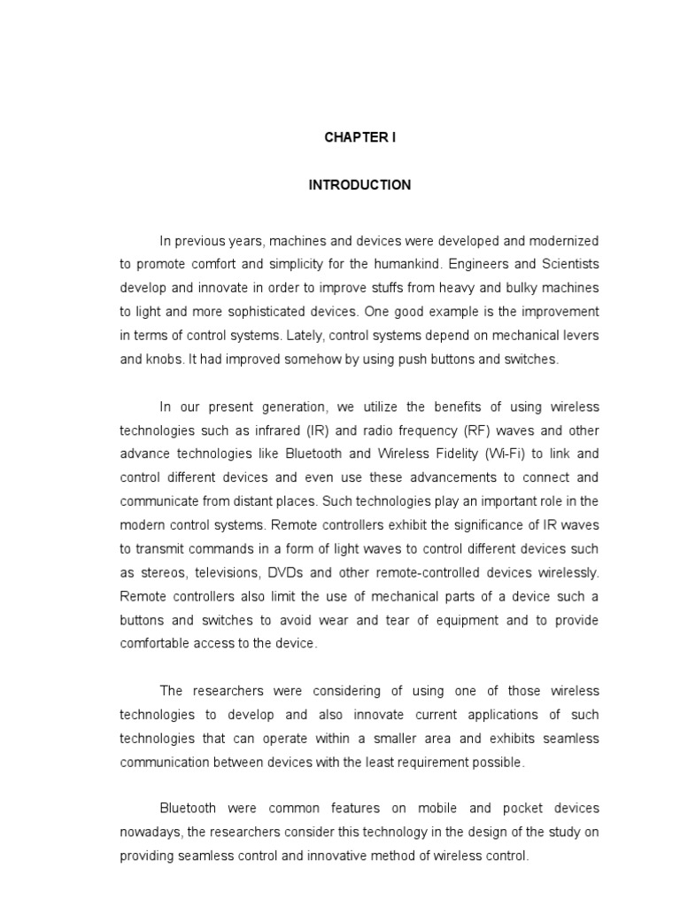Chapter 1 THESIS | PDF | Bluetooth | Remote Control