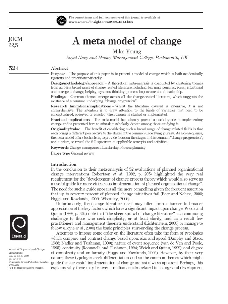 A Meta Model of Change | PDF | Meta Analysis | Leadership