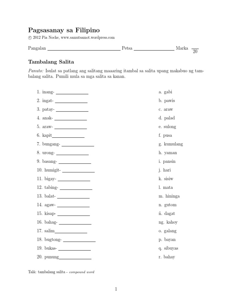 Tambalang-Salita 2 | PDF