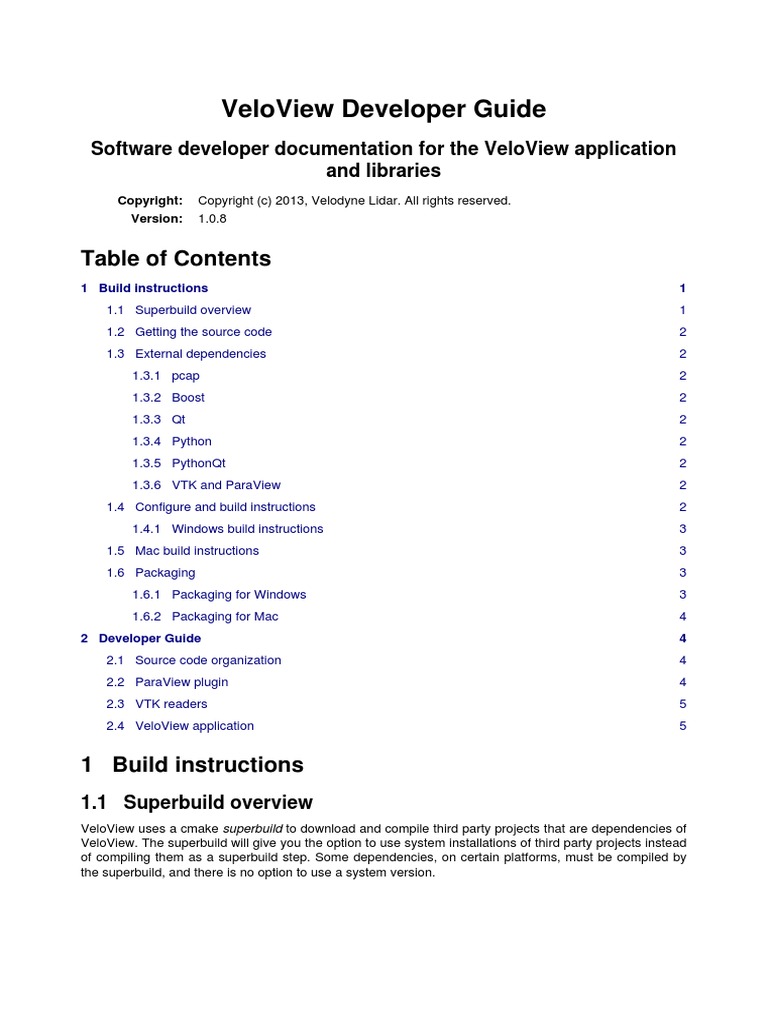 VeloView Developer Guide | PDF | Python (Programming Language) | Library (Computing)