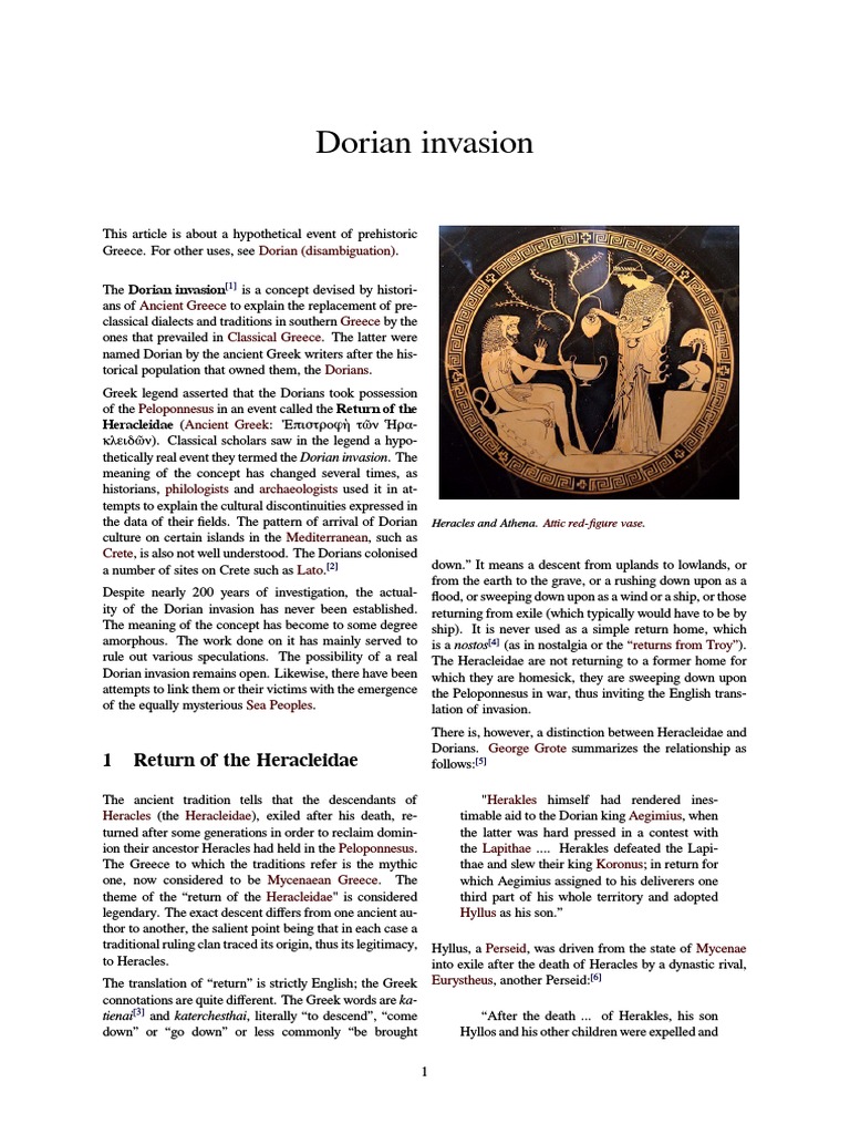 Dorian Invasion | Ancient Greece | Ancient Europe