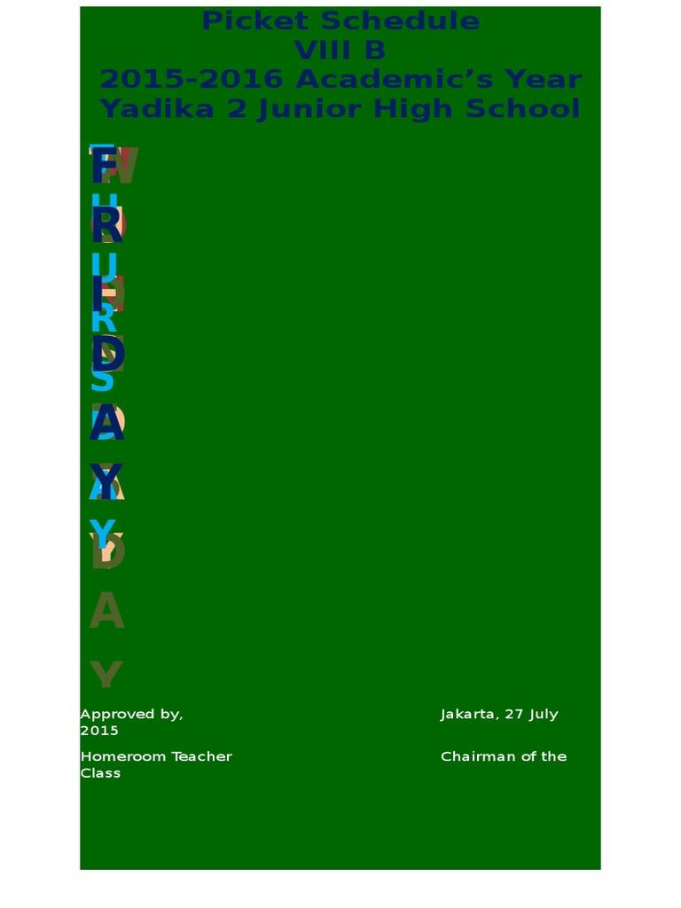 Picket Schedule 2015-2016 Yadika 2 JHS | PDF