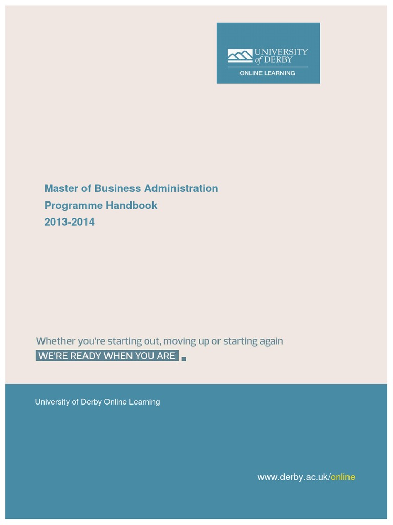 Mba Programme Handbook For University Of Derby Online Learning Pdf
