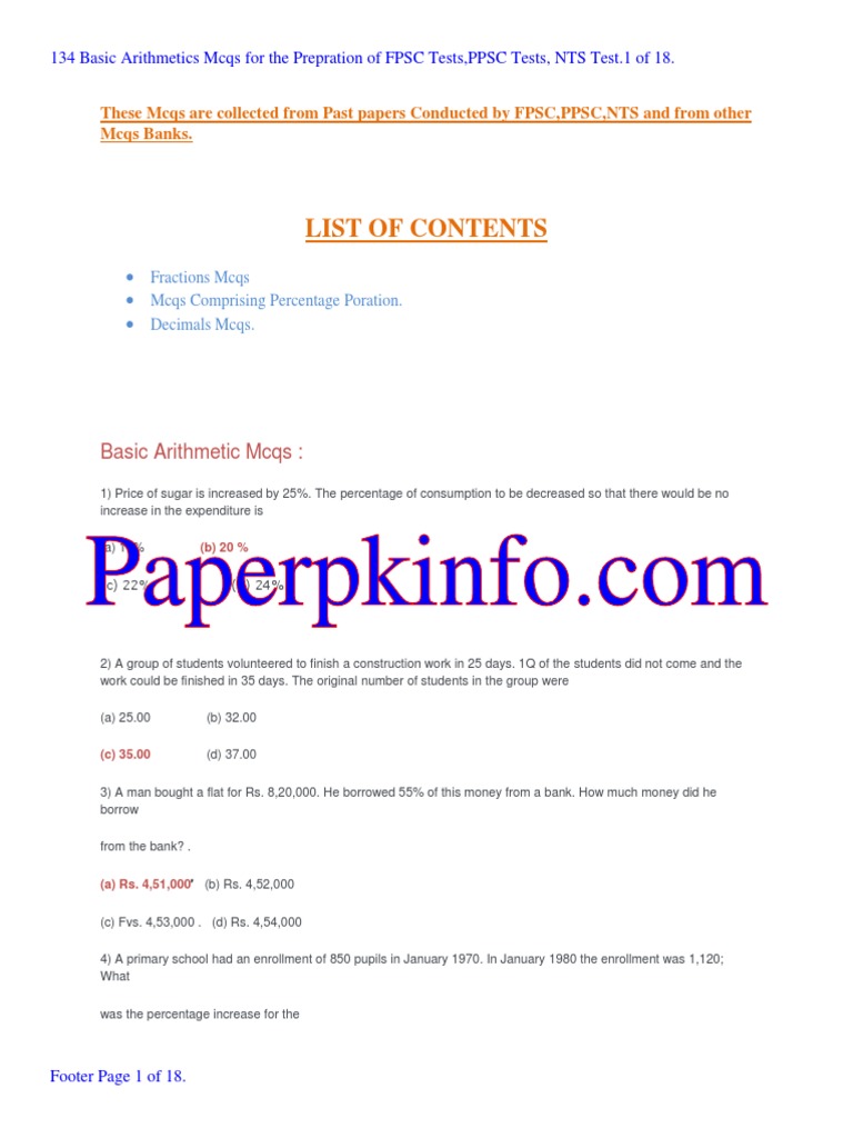 Basic Arithmetic Pdf Pdf Business Teaching Mathematics