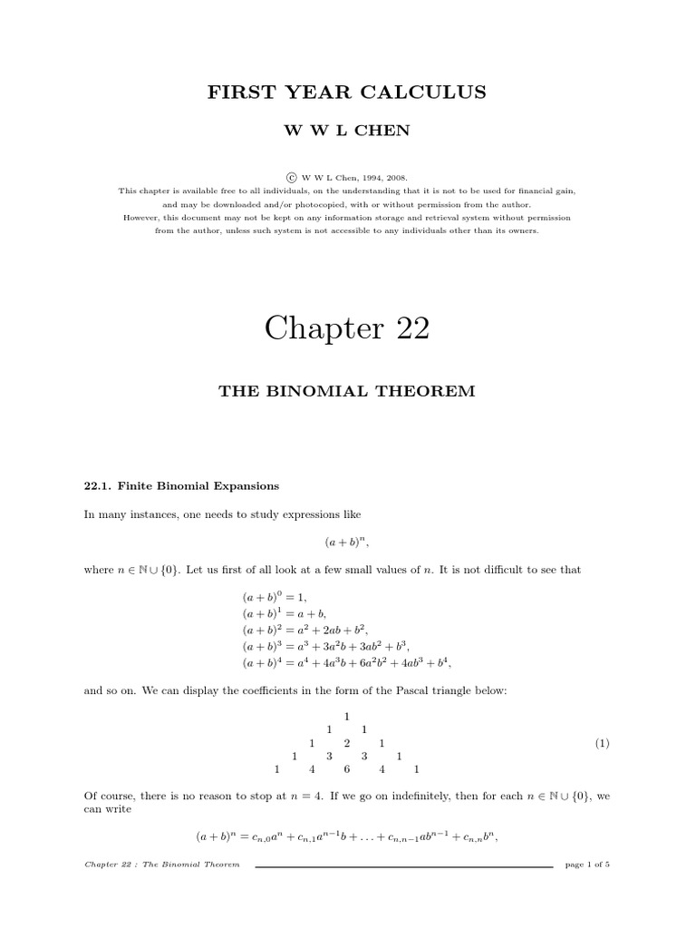 First Year Calculus: Wwlchen | PDF | Theorem | Discrete Mathematics