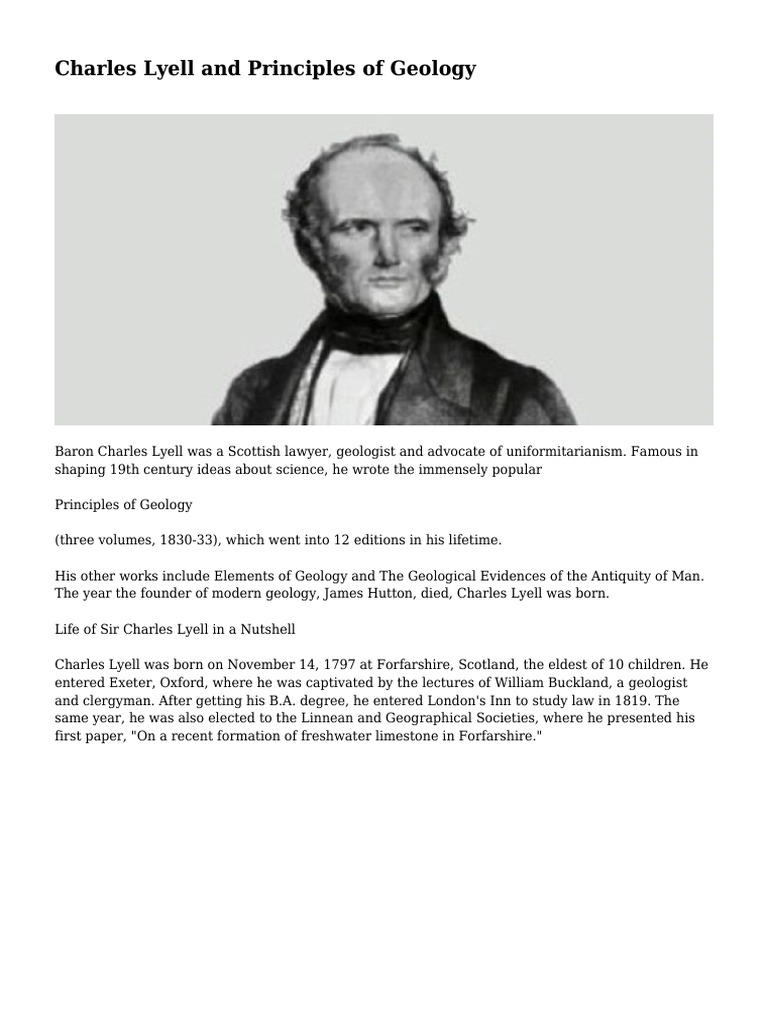 Charles Lyell's Geology Principles | PDF | Geology | Earth Sciences