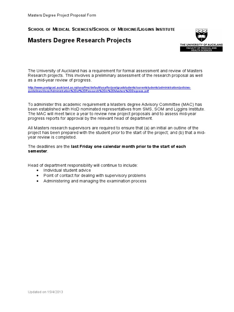 Sms Masters Research Project Proposal Form | Download Free PDF | Master ...