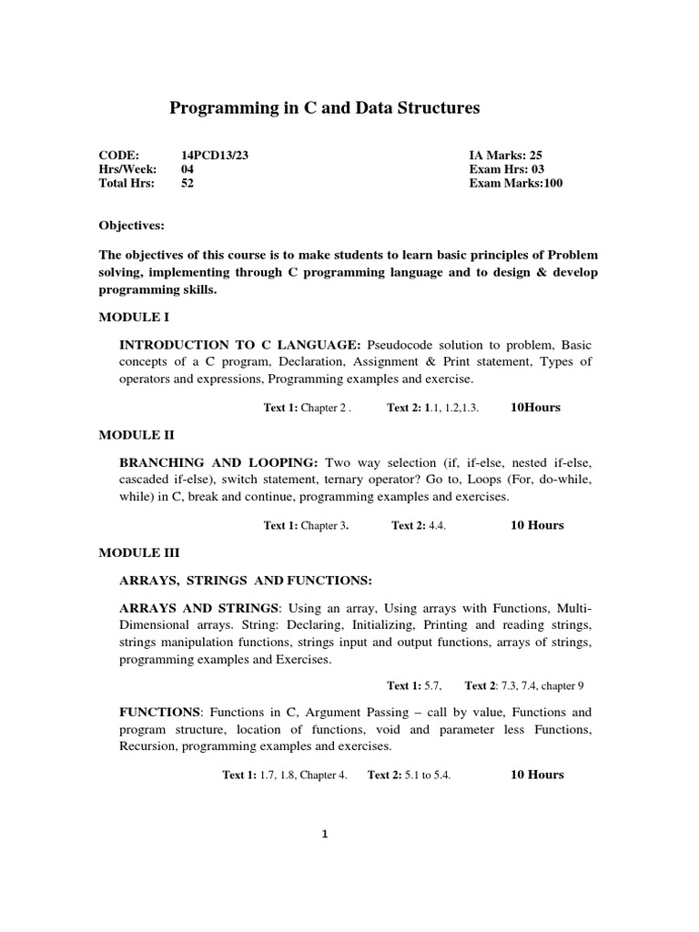 Be Syllabus Pdf C Programming Language Pointer Computer Programming
