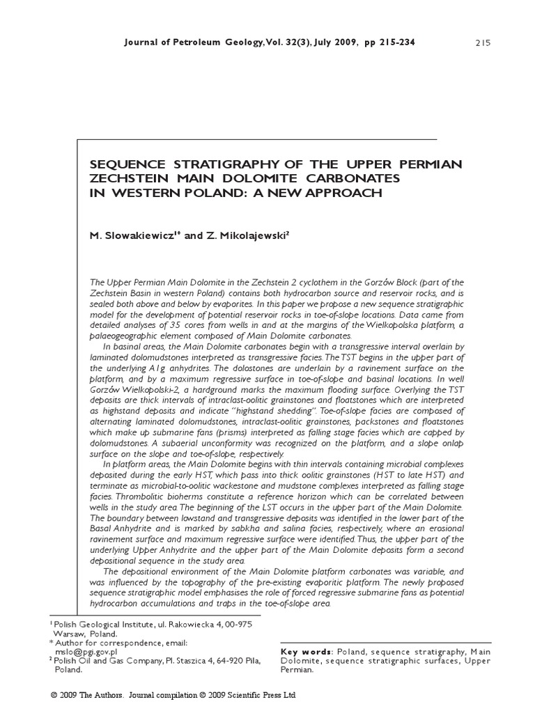 Seq. Stratigraphy of The Upper Permian Zechstein Main Dolomite ...