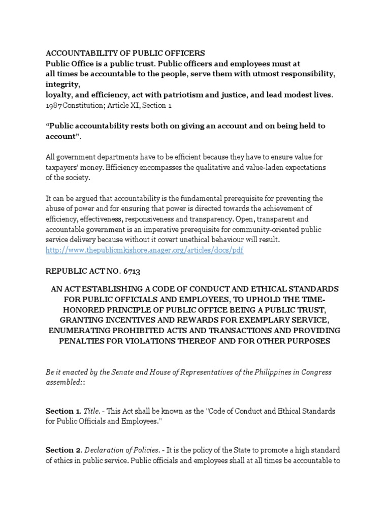 Accountability of Public Officers | PDF | Prosecutor | Employment