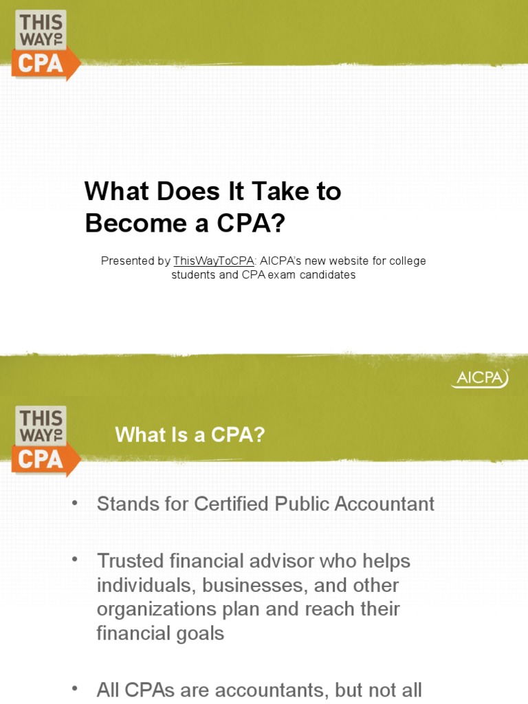 Steps To Becoming A CPA | PDF | Uniform Certified Public Accountant Examination | Certified ...