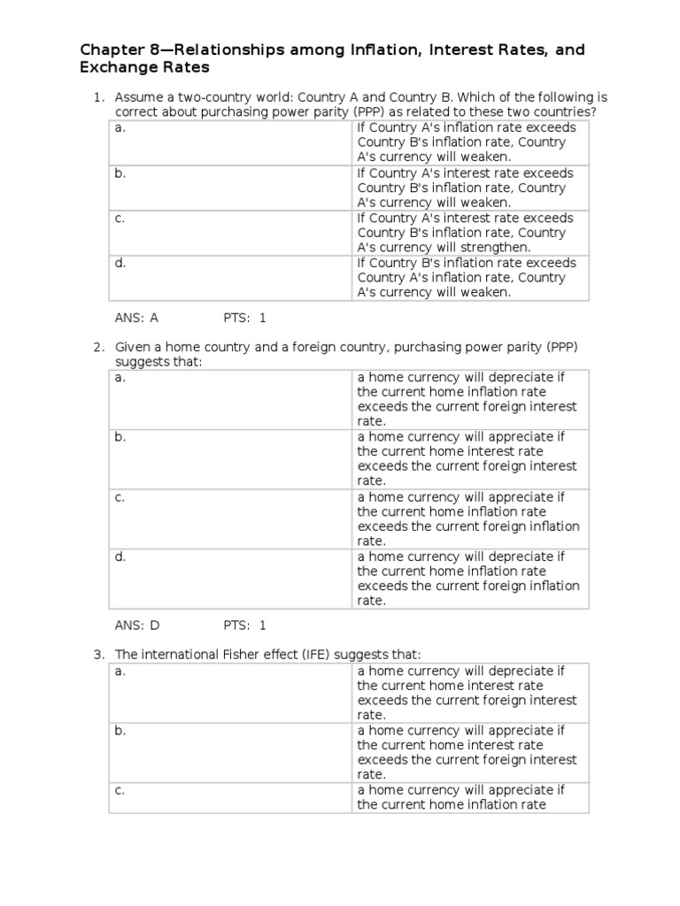 Chapter 8-Relationships Among Inflation, Interest Rates, and Exchange ...