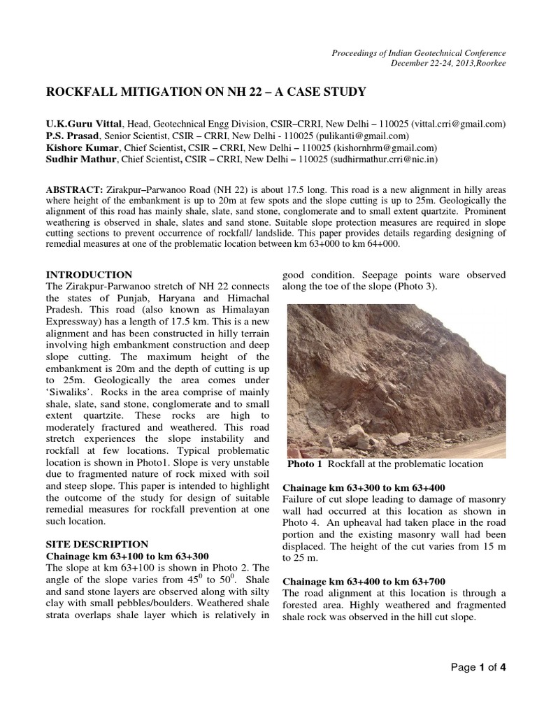 Rockfall Mitigation NH-22 Case Study | PDF | Soil | Soil Mechanics