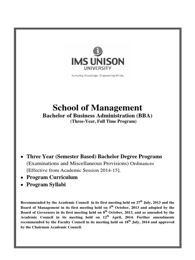 BBA Program Ordinances 2013 | PDF | Thesis | Academic Term