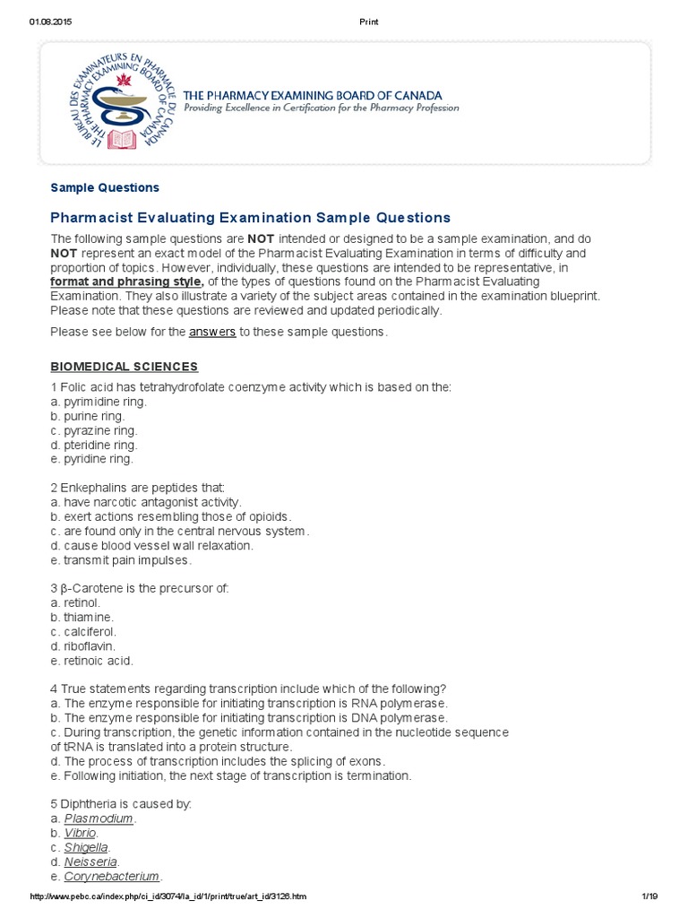 PEBC Sample Questions | Type I And Type Ii Errors | Pharmacy