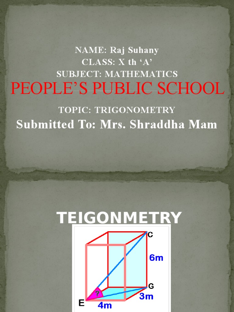 Maths Project Pdf Trigonometric Functions Trigonometry