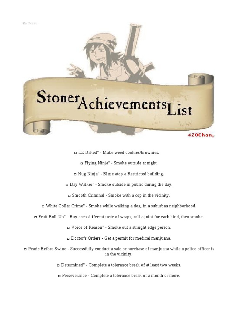 Stoner Achievements List | PDF | Cannabis (Drug) | Nature
