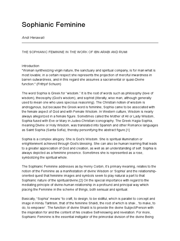 Sophianic Feminine-Andi Herawati | PDF | Sophia (Wisdom) | Sufism