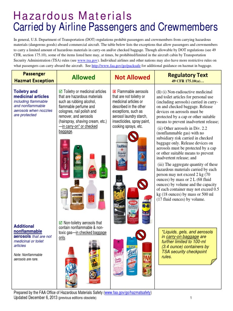 Hazmat Exceptions for Airline Passengers | PDF | Battery (Electricity ...