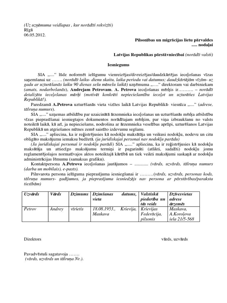 Ielūguma Iesnieguma Paraugs | PDF