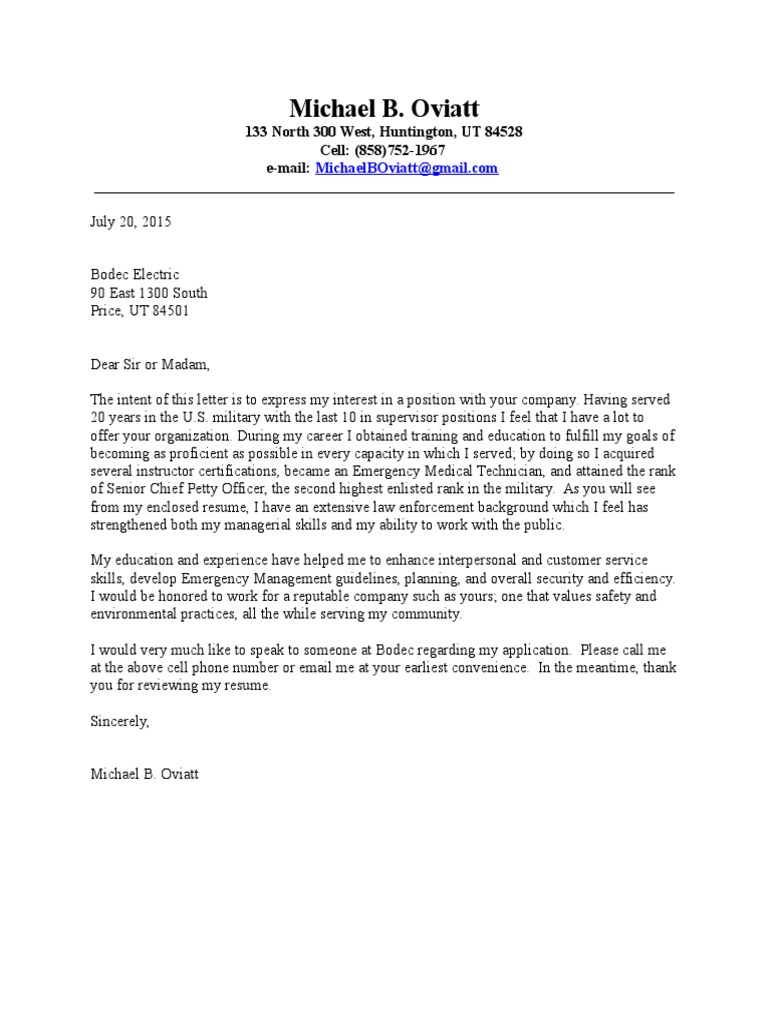 Cover Letter 1 | PDF | Business