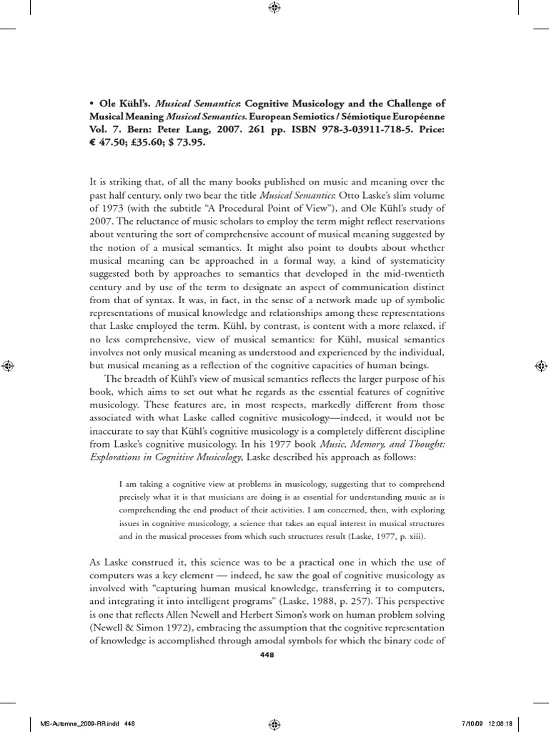 Zbikowski Kuehl Review 2009 | PDF | Michael Tomasello | Cognitive Science