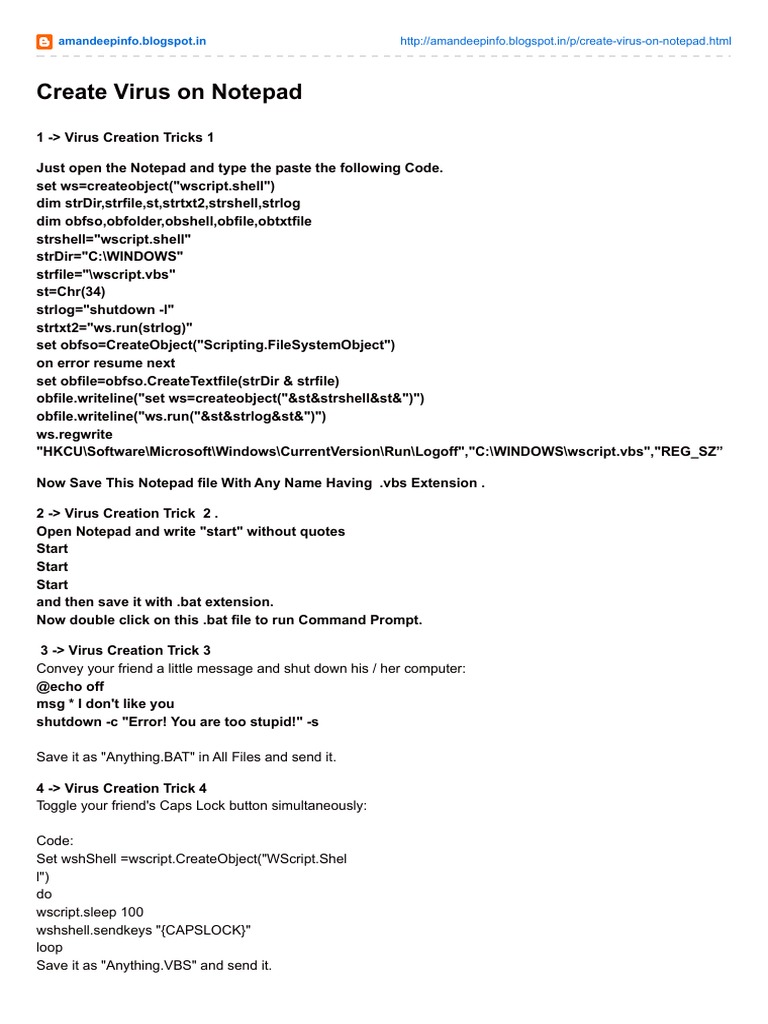 Create Virus On Notepad | PDF | System Software | X86 Architecture