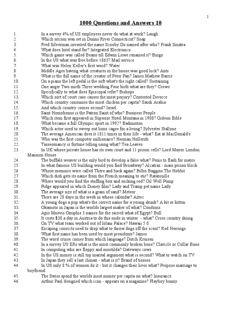 1000 Questions and Answers 10 | PDF