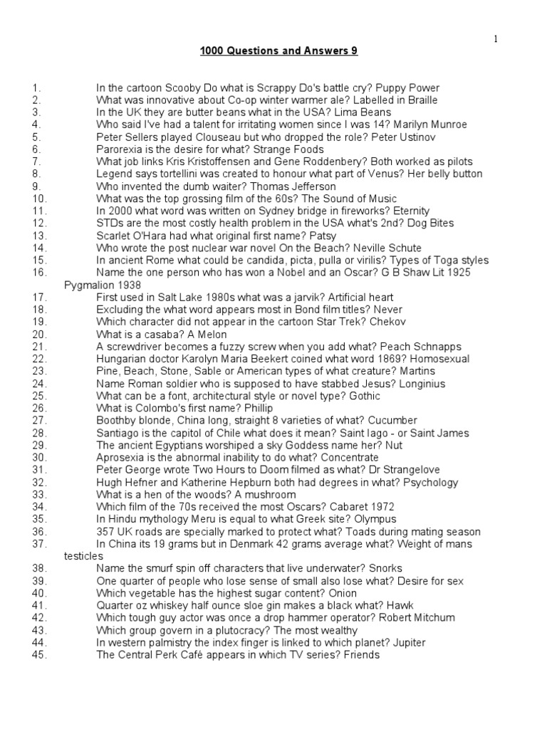 1000 Questions and Answers 9 | PDF | Art