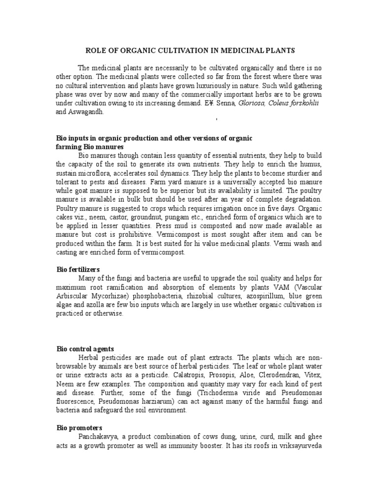 Organic Cultivation of Medicinal Plants | PDF | Organic Farming ...